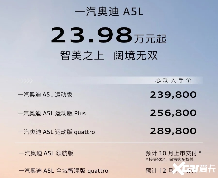 一汽奥迪A5L“演悬疑剧”？“智驾混动都没来”油车先冲销量-爱卡汽车